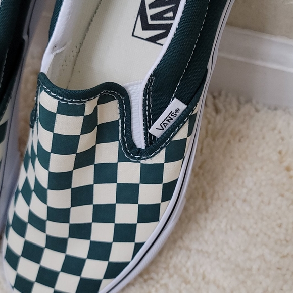 Vans | Shoes | Vans Green Checkered Slip On | Poshmark